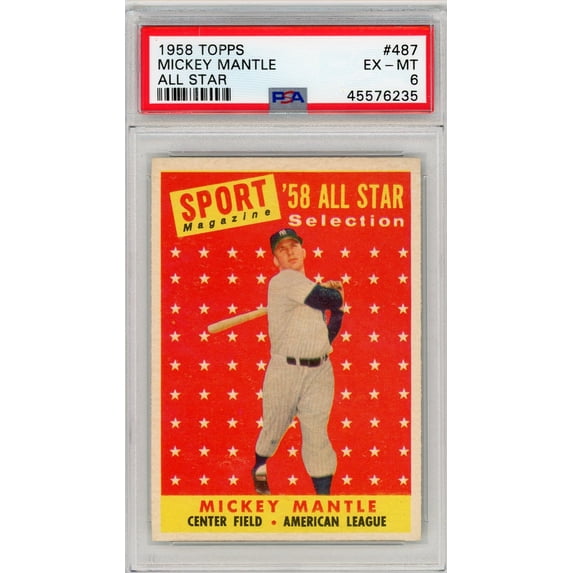 1958 Topps Mickey Mantle #487 All Star PSA 6 - Walmart.com