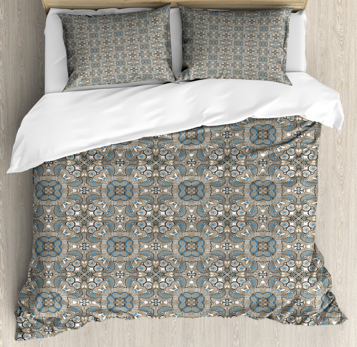 Ethnic King Size Duvet Cover Set, Bohemian Inspired Persian Arabesque ...