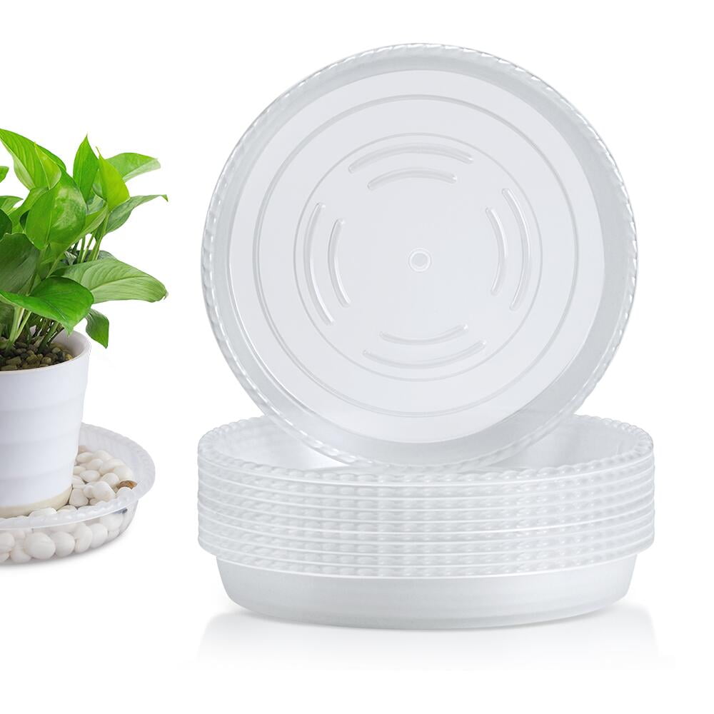 FGY Plant Saucers 10 Pack 10 inch Clear Heavy Duty Garden Plant Pot ...