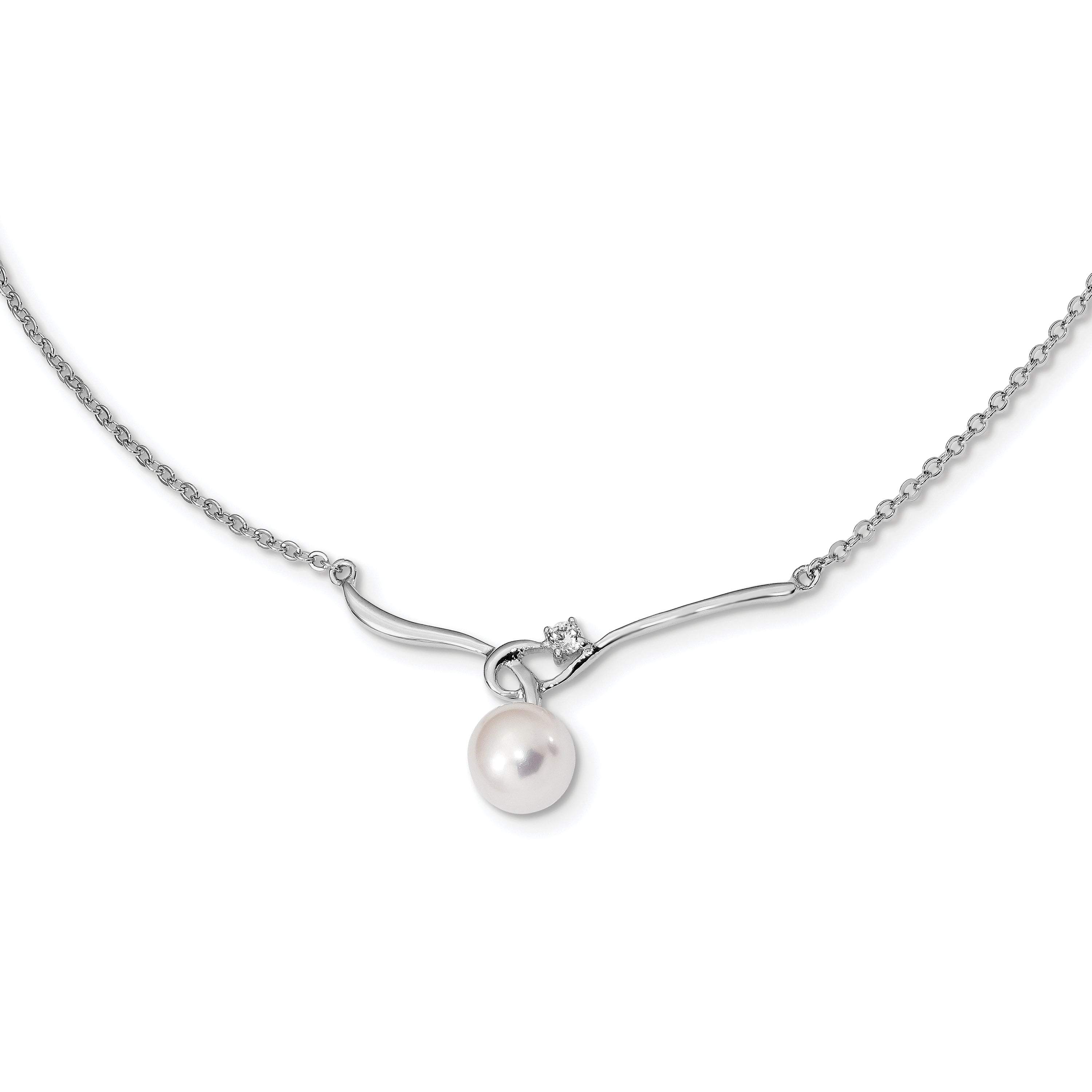 Primal Silver Sterling Silver Rhodium 8 9mm White Button Freshwater
