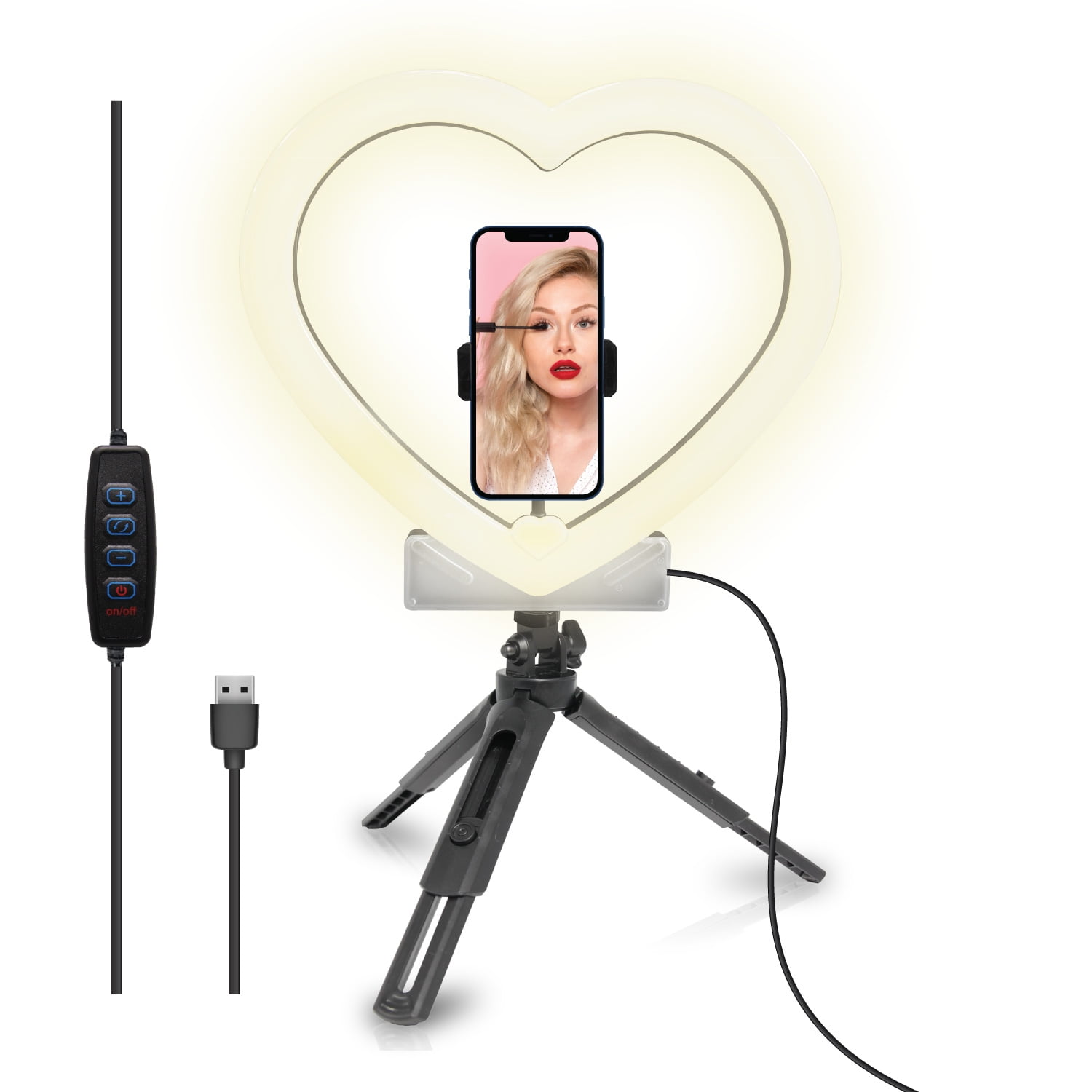 CoreAudio 12" LED Heart Shaped Ring Light with Phone Stand, Desktop ...