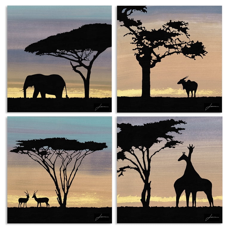 African Animals Silhouette Painting