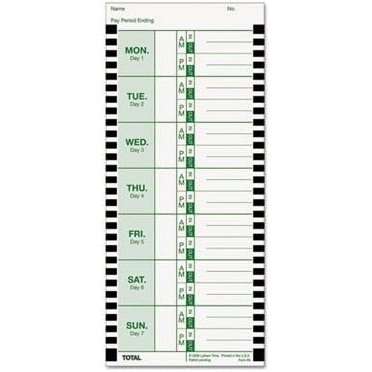 Lathem Time Cards, F/7000E, Numbered 1-100, 2-Sided, 3 3/8" x 9", White ...