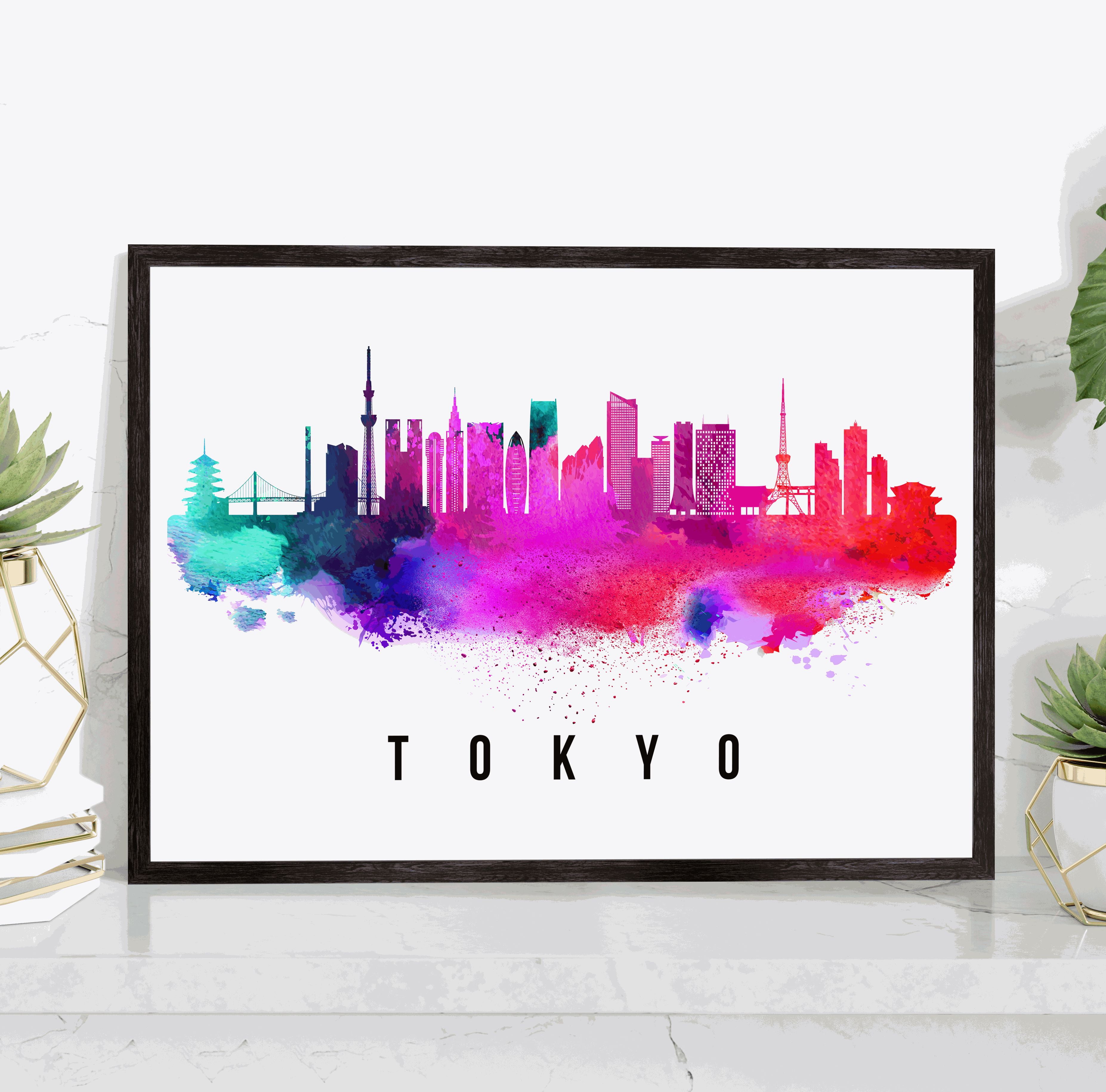 Pera Print Tokyo Skyline Japan Poster, Tokyo Cityscape Painting, Tokyo ...