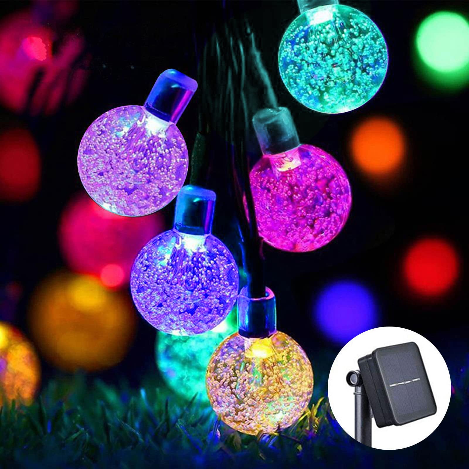 Lvcheng Solar String Lights Outdoor 100 Led 40ft Multicolor Crystal Ball Lights With 8 Lighting Modes  Waterproof Solar Garden Lights For Garden Patio