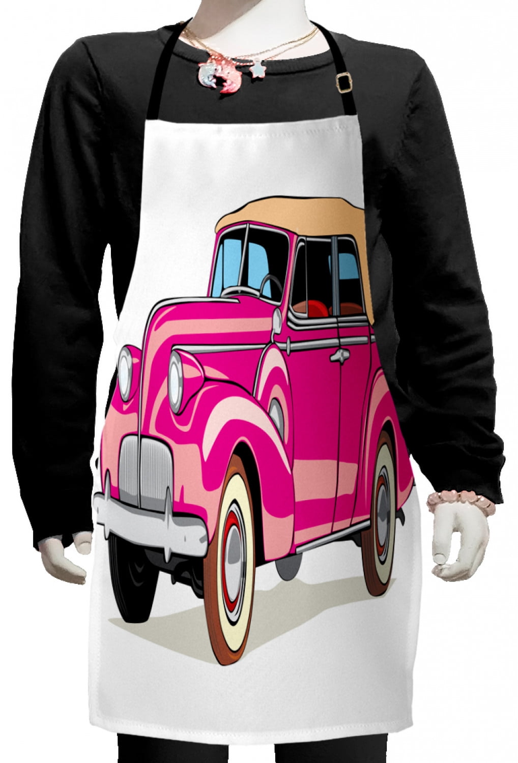 Cars Kids Apron, Convertible Car Fifties Curved Edges Vintage Vehicle ...