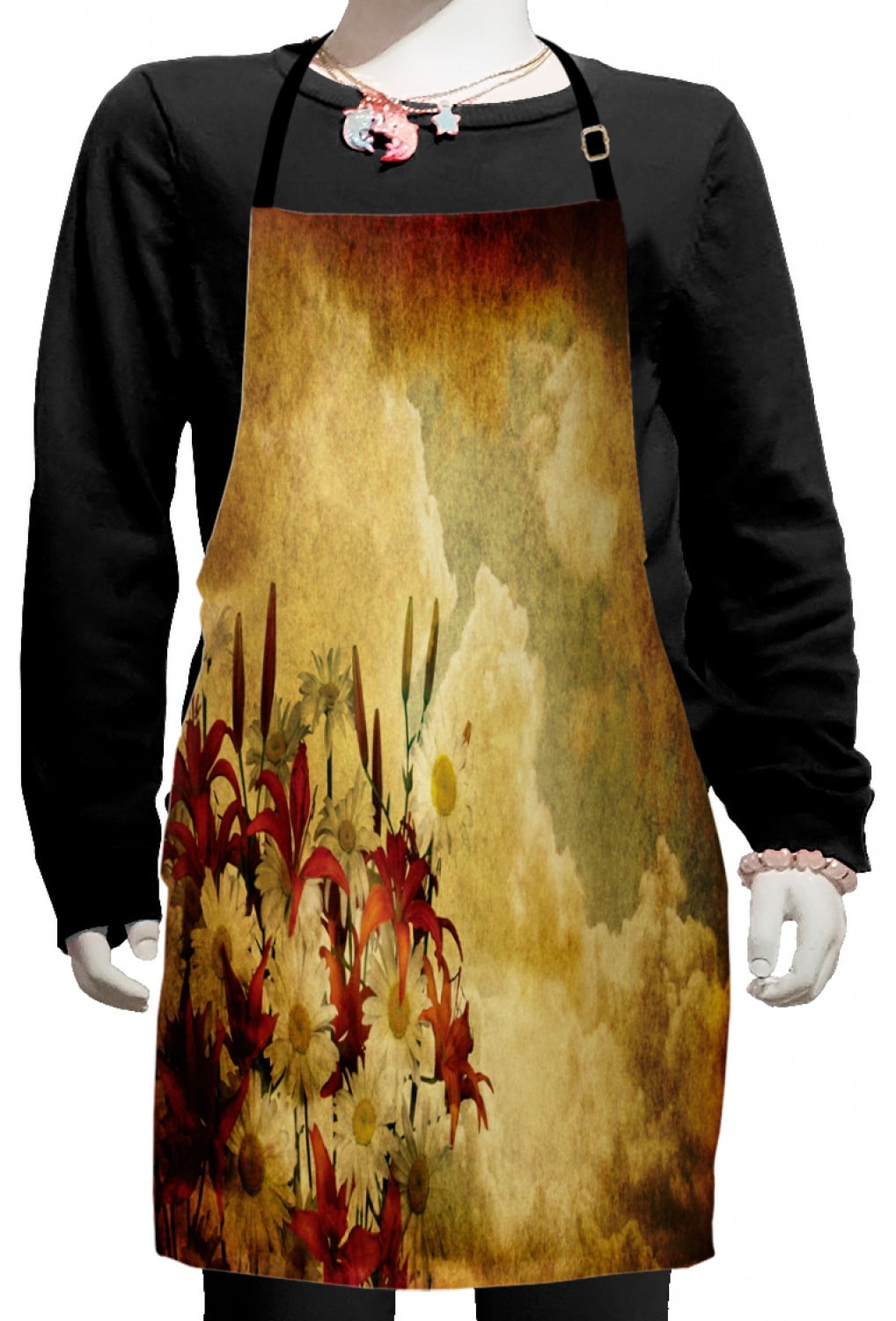 Burnt Orange Kids Apron, Double Exposure Burnt Worn Shaggy Retro ...