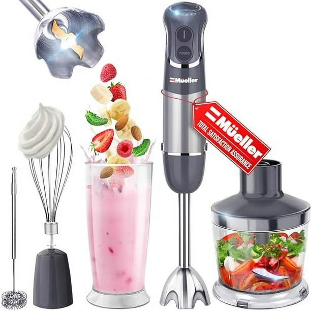 Mueller Multistick 800W 4-in-1 Immersion Blender Handheld, 12 Speed ...