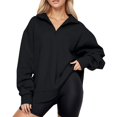 Enhedi Women Hoodie Womens Oversized Half Zip Pullover Long Sleeve