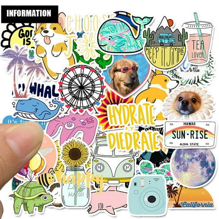 Onever 50 PCS Cartoon Simple Cute Stickers For Children Toy Waterproof ...