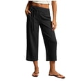 Asgosdo Women Pants Cotton Linen High Waisted Solid Color Straight Leg ...