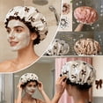 1pc Double-Layer Leak-Proof Shower Cap - Stylish Floral Patterns, Wide ...