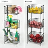 mDesign Steel Freestanding 3-Tier Storage Organizer Tower with Baskets ...
