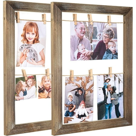 Hersh 100% Solid Wood Brown Clip Picture Frame for wall Collage Photo ...