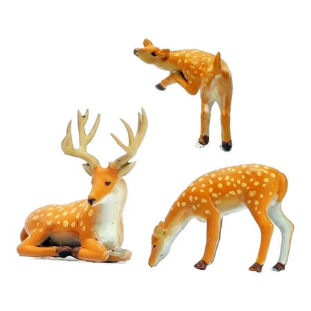miniature deer statue,1:64 miniature statue forest animal deer figures ...