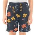 BZSMCE Adjustable Drawstring Casual Shorts With Yellow Orange Flowers ...