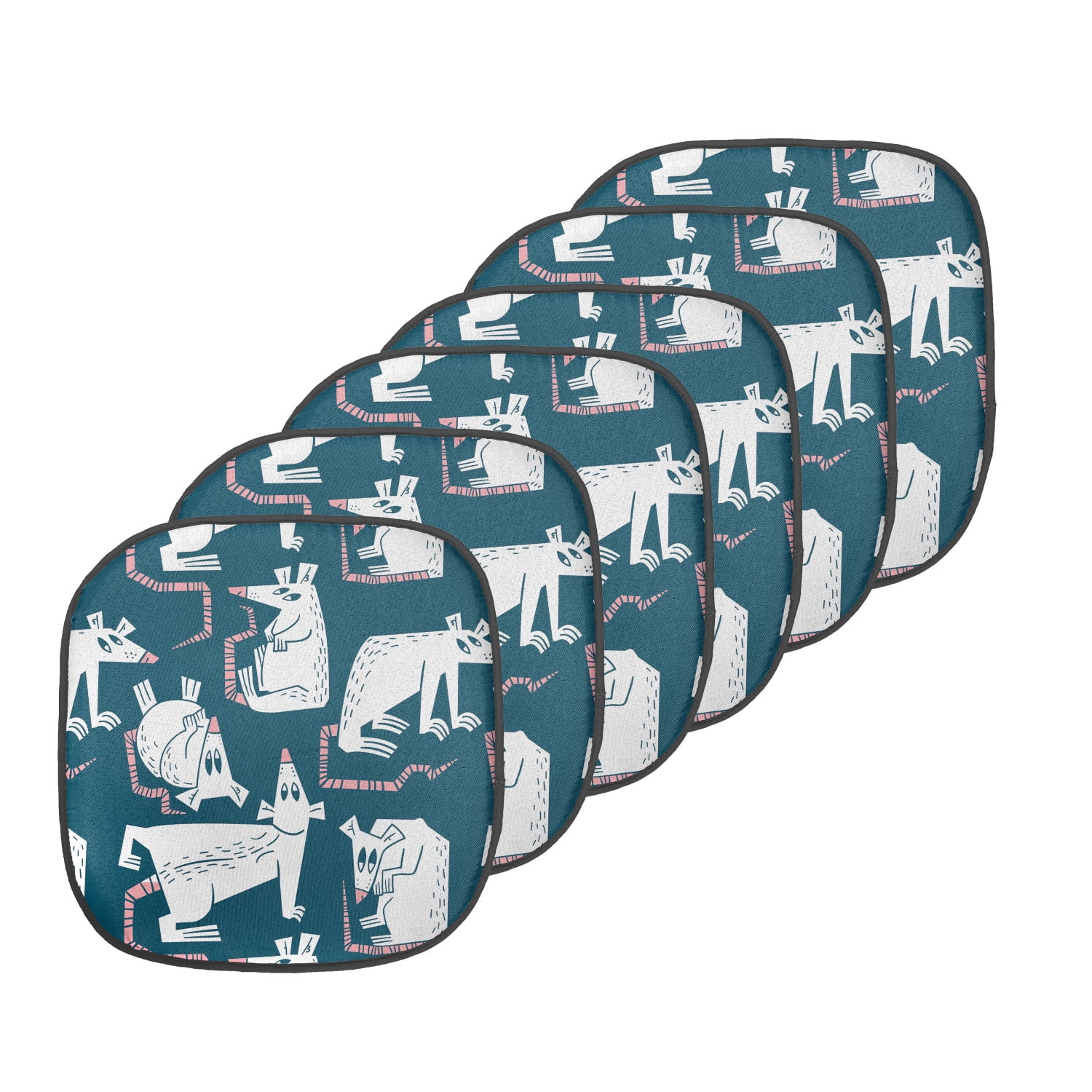 Rats Chair Seating Cushion Set of 6, Themed Abstract Cartoon Mouse ...