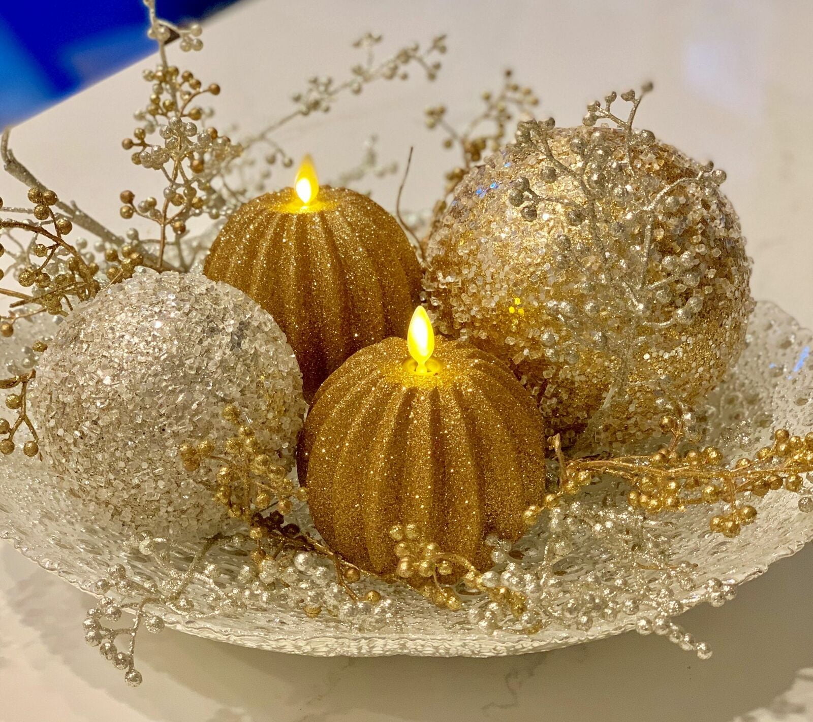 Simply Stunning Set of 2 Flameless Glitter Spheres by Janine Graff in ...