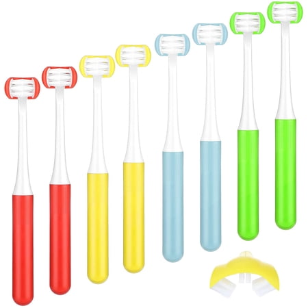 8 Pieces 3 Sided Autism Toothbrush Three Bristle Wrap Around Training ...