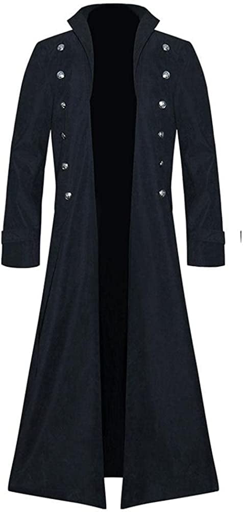 YOUI-GIFTS Men's Steampunk Trench Coat Gothic Victorian Slim Suit ...