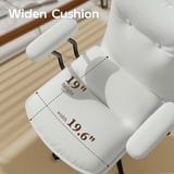 Genpo White Leather Computer Desk Chairs 300lbs for Adults, Vanity ...
