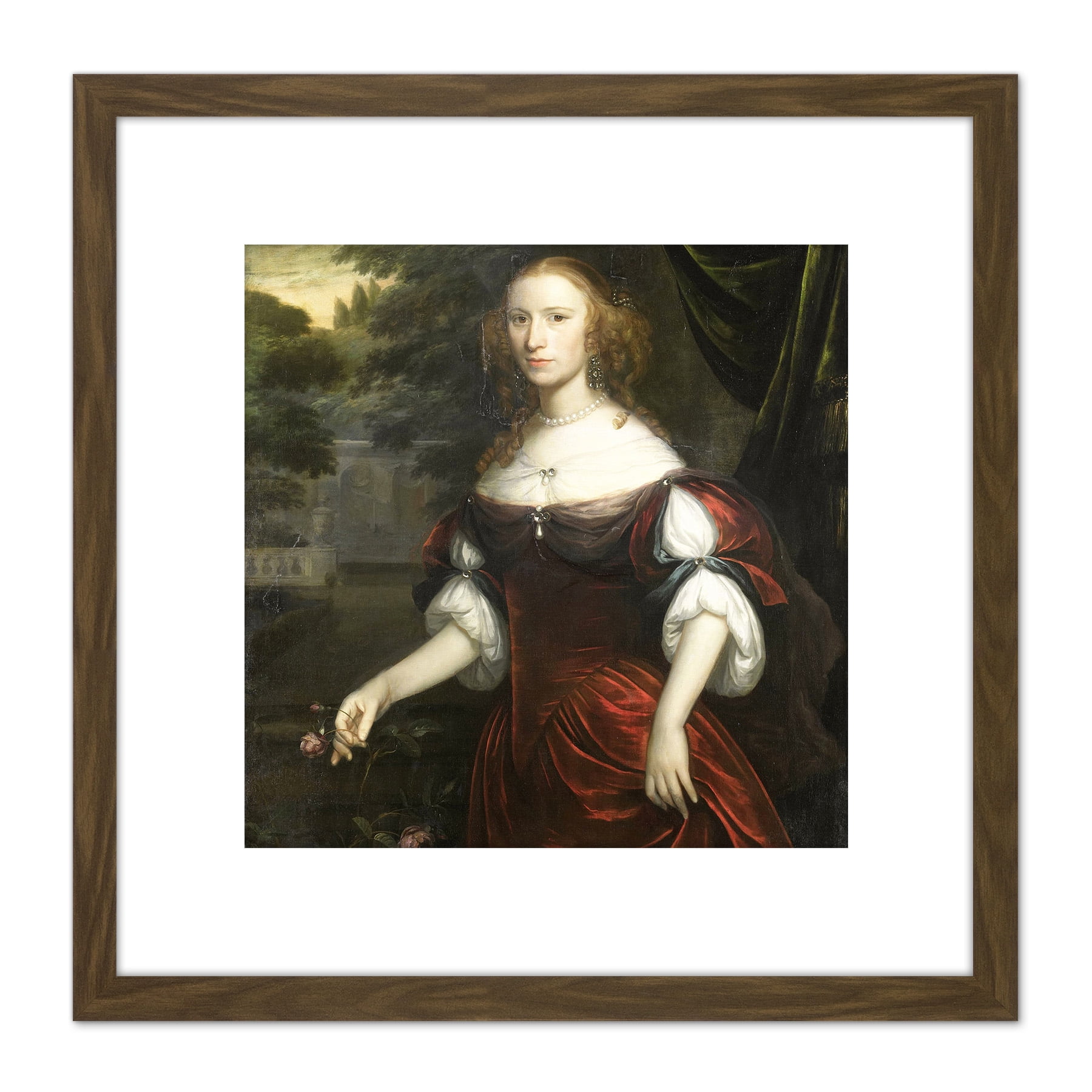 Verelst Portrait Woman 8X8 Inch Square Wooden Framed Wall Art Print ...