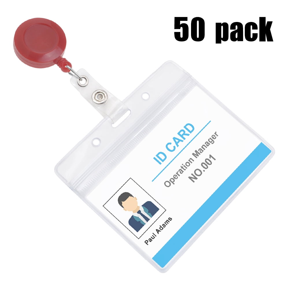 MUKA 50 Pack Solid Color Retracting Badge Reel with Horizontal Vinyl ID ...