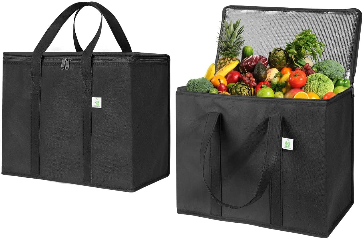2 Pack Insulated Reusable Grocery Bag by VENO, Durable, Heavy Duty ...
