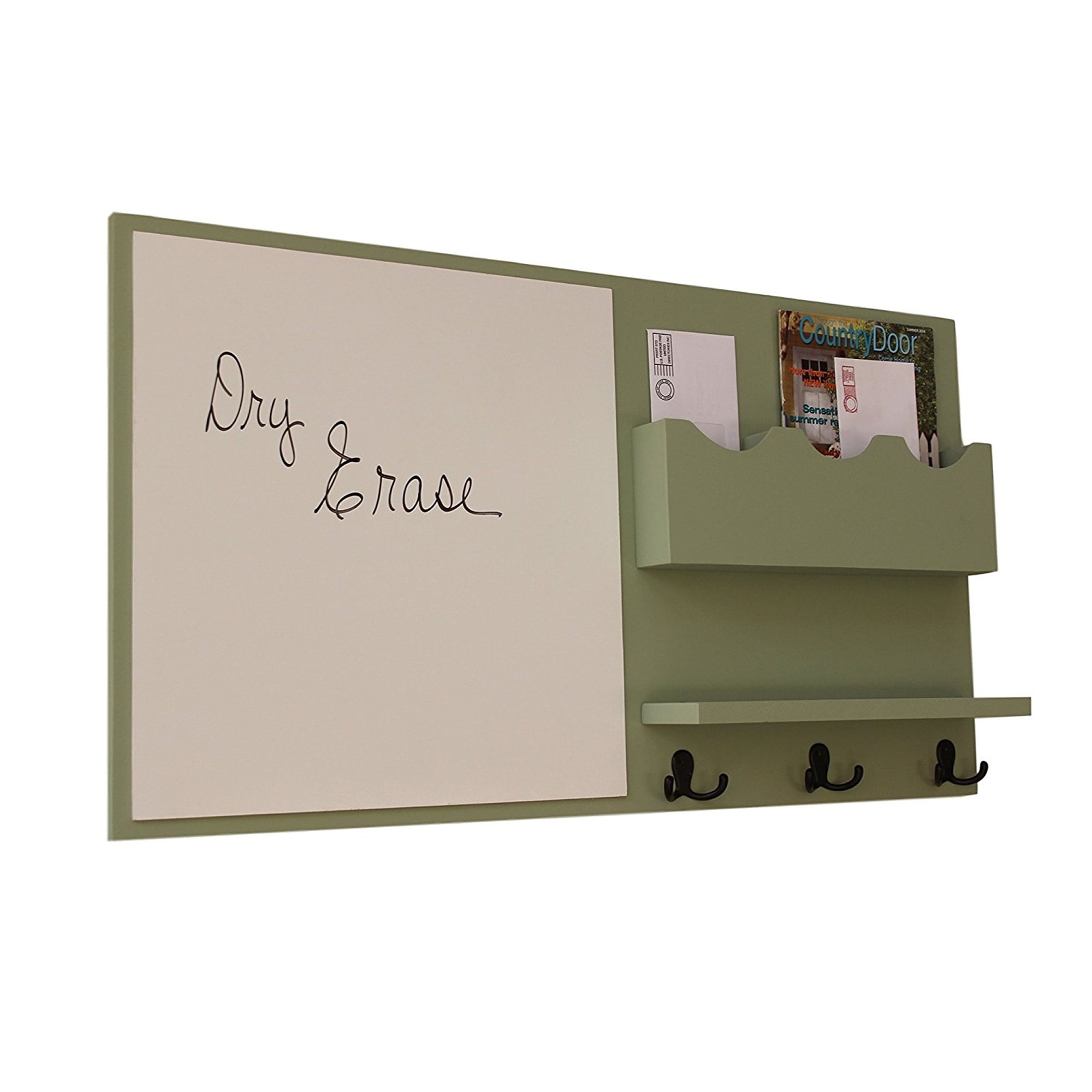 Message Center with Whiteboard & Mail Slots, Coat Hooks, Shelf & Mason ...