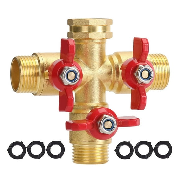 3 Way Hose Splitter, Solid Brass High Volume Splitter Valve with Metal ...