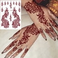 1 Sheet Flower Henna Sticker Waterproof Brown Hand Sticker For Women ...