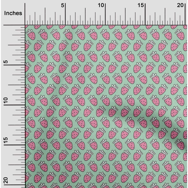 oneOone Silk Tabby Light Mint Green Fabric Strawberry Fruit Quilting ...
