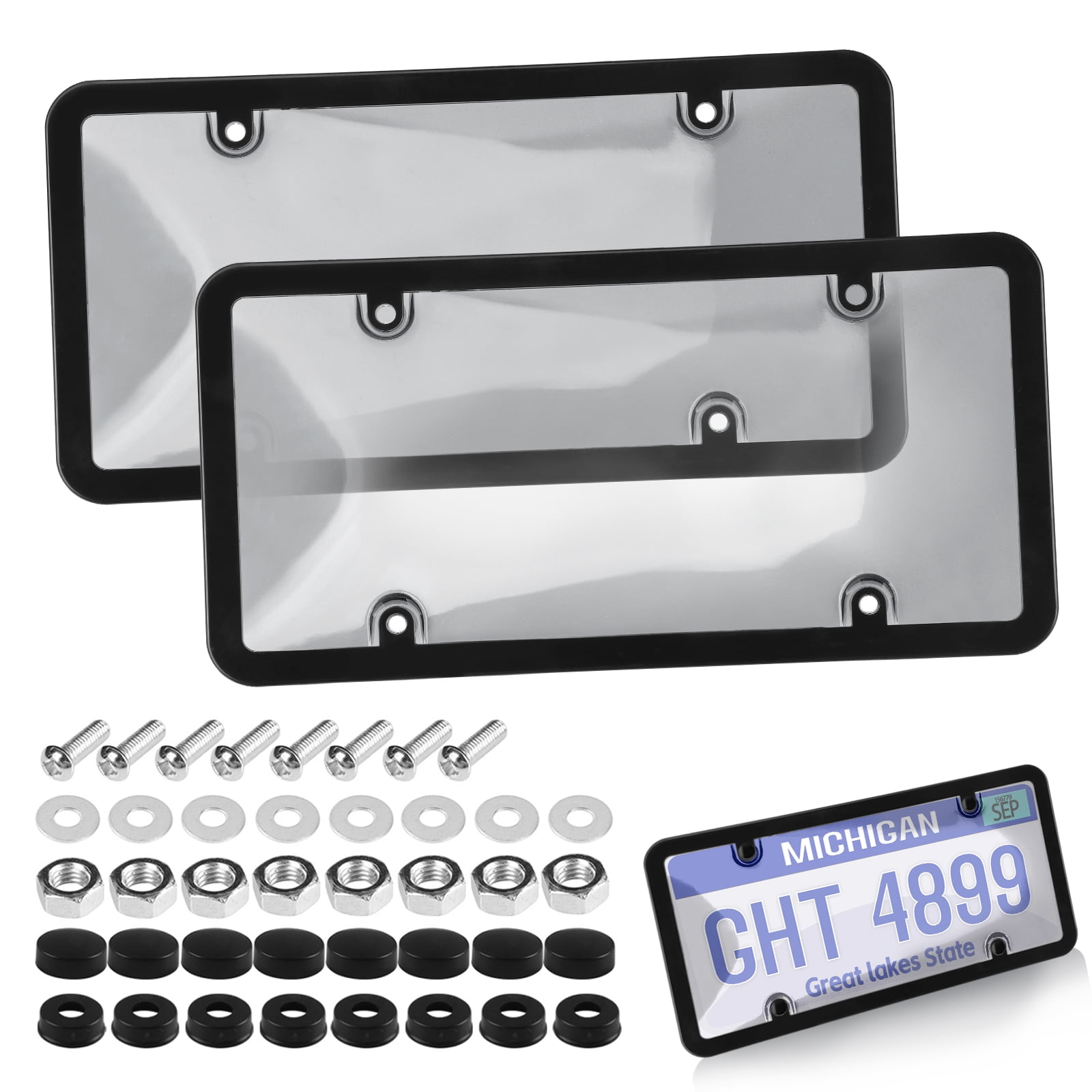 Tinted License Plate Covers Frame Shield Combo fits Any Standard US ...