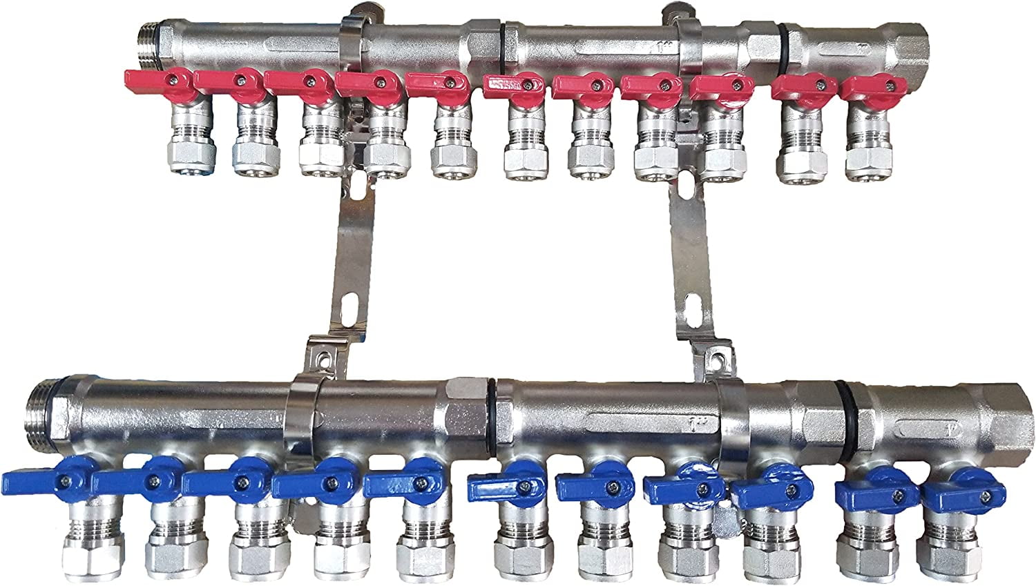 DMNI 3/4" Port Ball Valve Brass Pex Manifold - 11 Loops - With Brackets ...