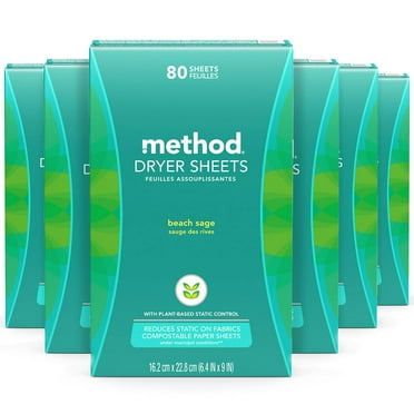 Method Fabric Softener Dryer Sheets, Fresh Air Scent, Laundry Clothes ...