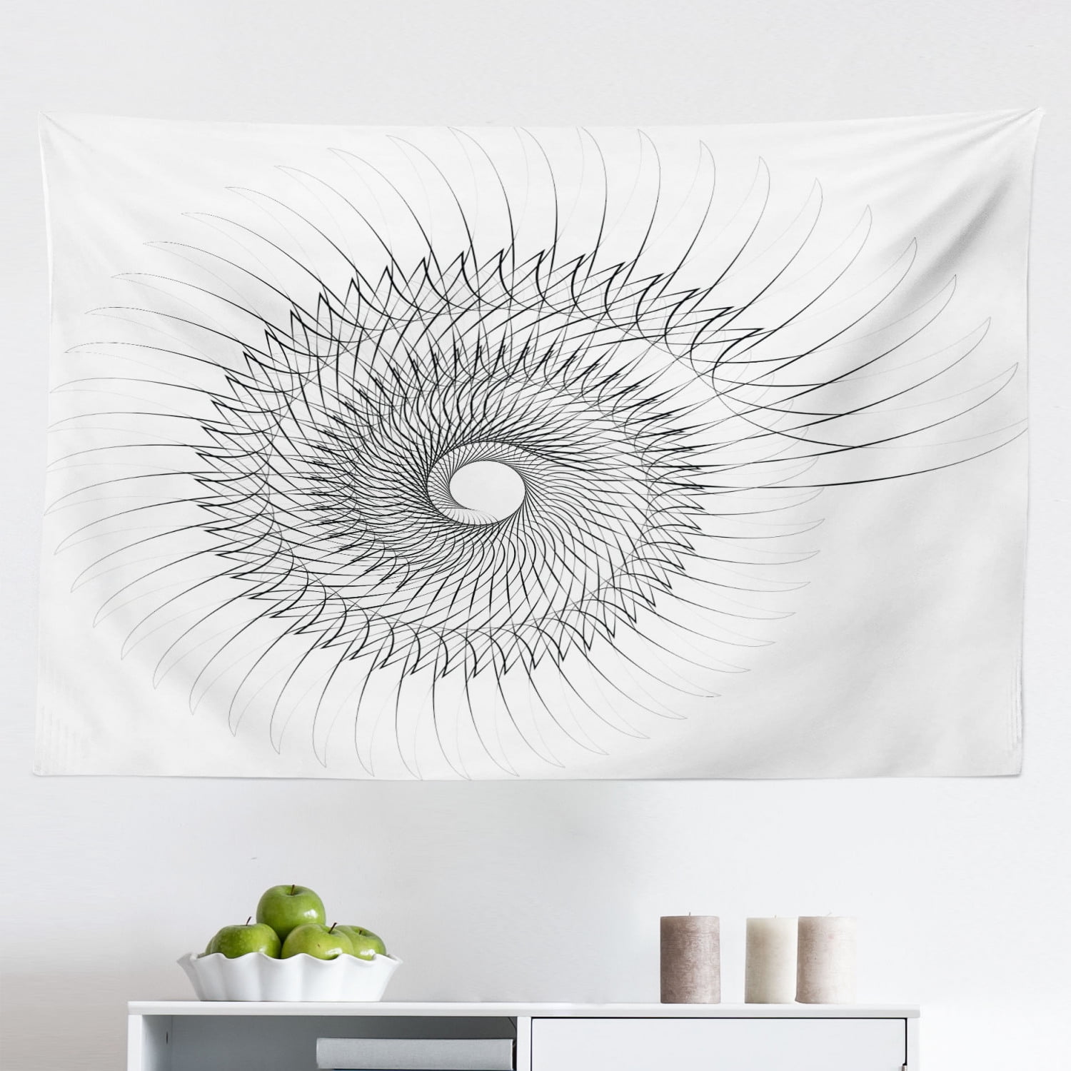 Spires Tapestry, Spiral Background with Pixel Dotted Flat Design Odd ...