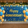 Blue Theme Happy Workiversary Banner Office Celebration Gold Stars ...