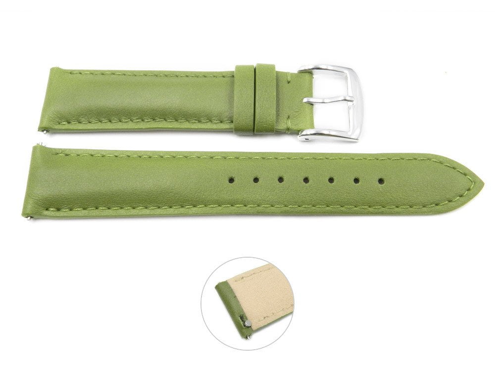 Quick Release 18mm Green Leather Smooth Watch Band - Interchangeable ...