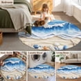 Coastal Blue Round Area Rug 5 FT, Non Slip Bedroom Rugs, Starfish Beach ...