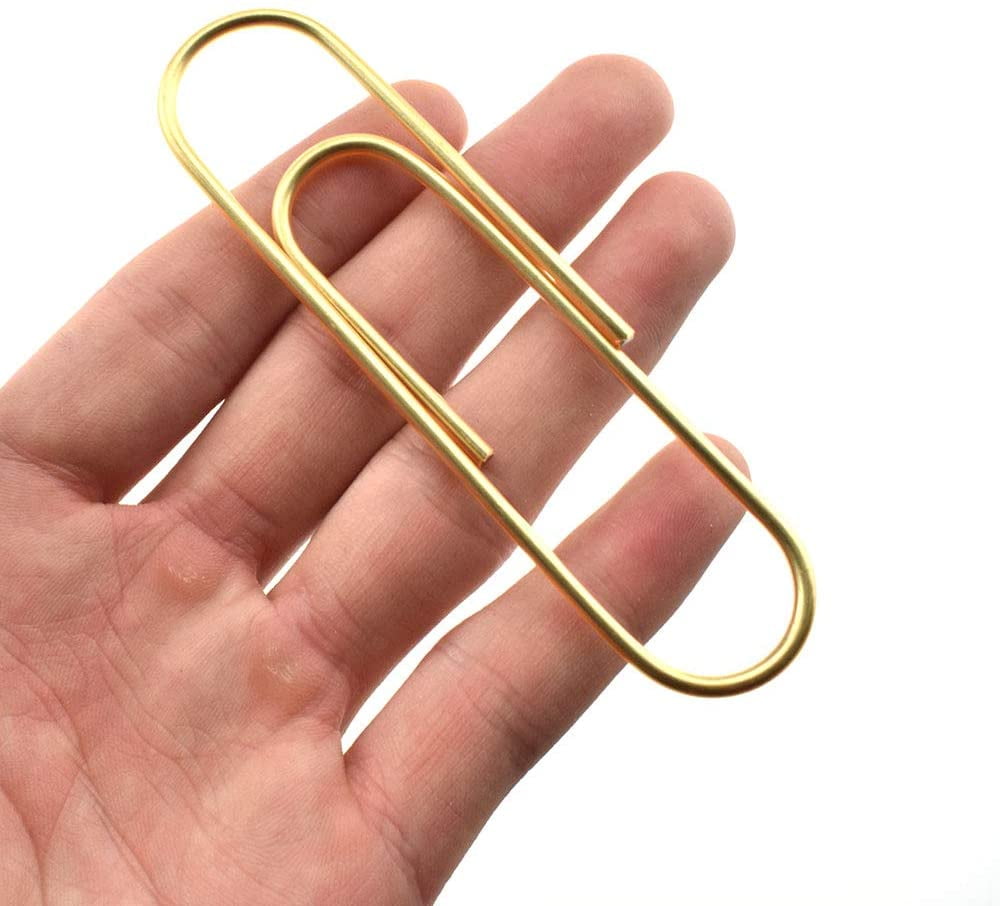 Paperclips 4 inch (100mm) Extra Large Paper Clips Sturdy Bright Gold ...