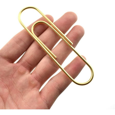 Paperclips 4 inch (100mm) Extra Large Paper Clips Sturdy Bright Gold ...