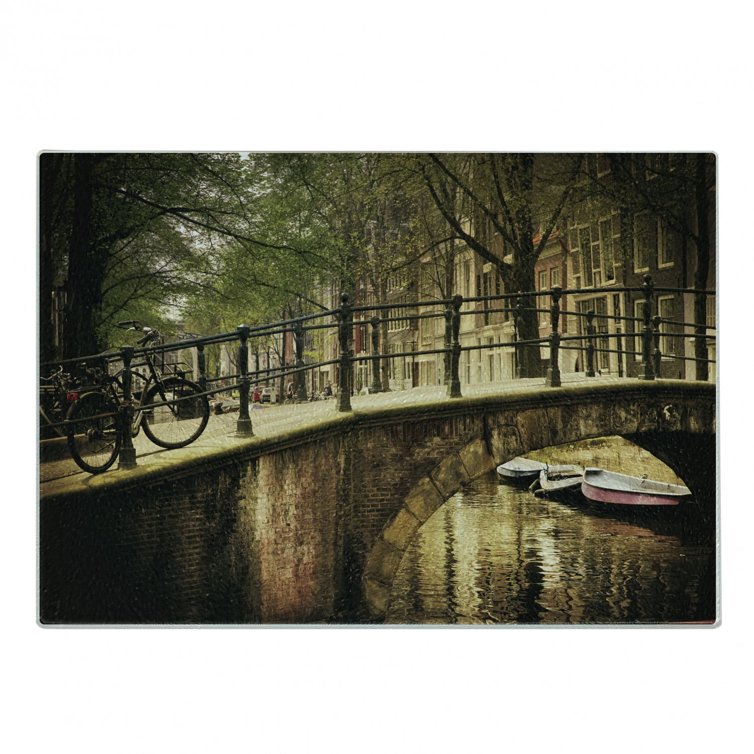 Landscape Cutting Board, Romantic Bridge over Canal Amsterdam ...