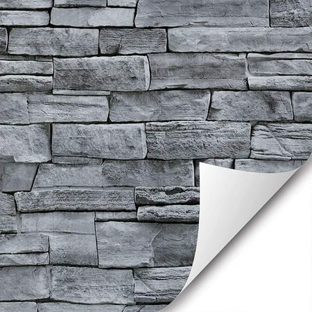 17.71" Wide x 393.7" Long Peel and Stick Wallpaper Stone Self Adhesive ...