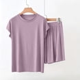 AHTJRT 2 Piece Women's Pajama Sets Plus Size Crew Neck T Shirt Shorts ...