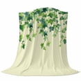 Country Fleece Throw Blanket Watercolor Gradient Green Leaves Yellow ...