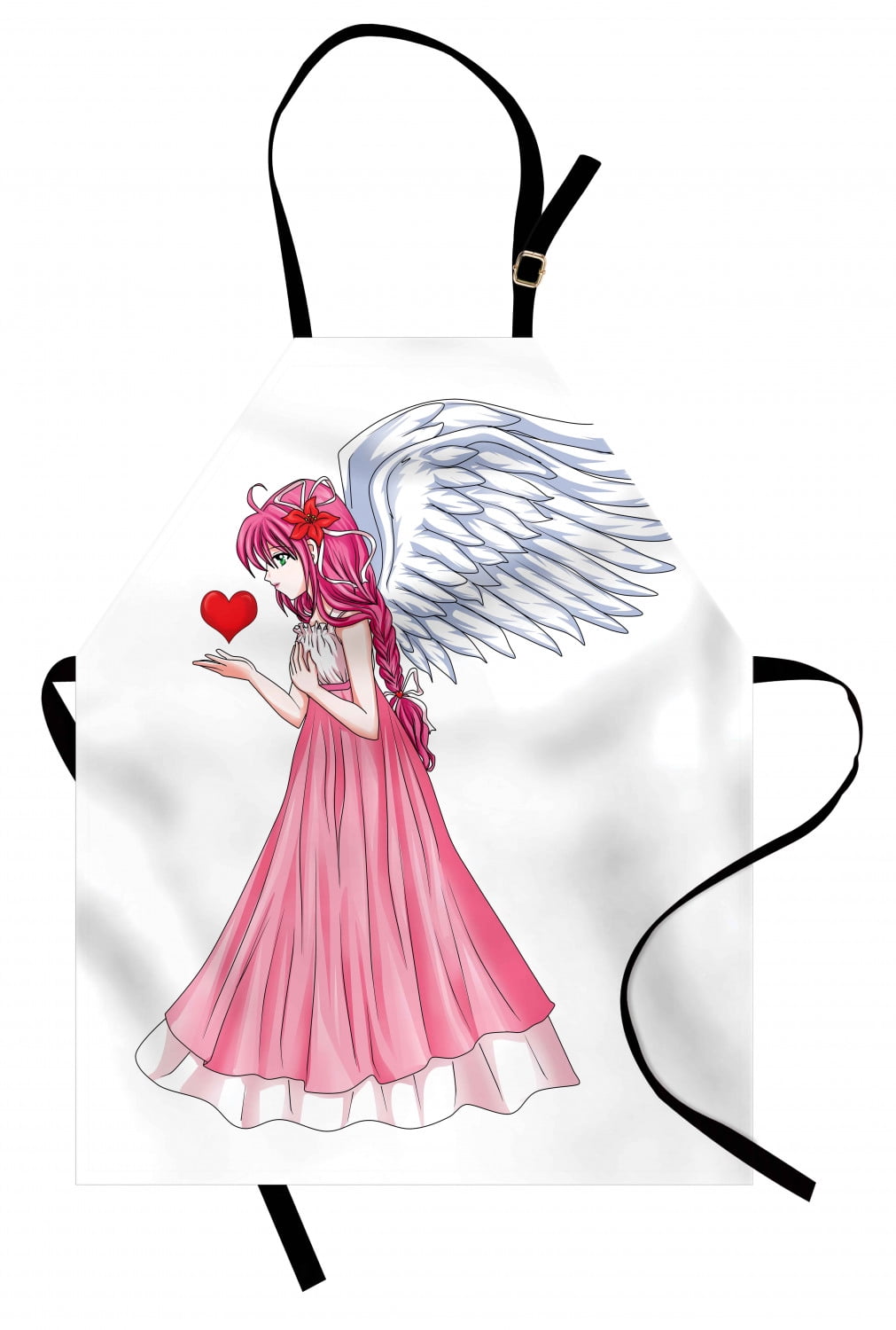 Anime Apron Fairytale Character Angel in a Pink Dress Holding a Heart ...