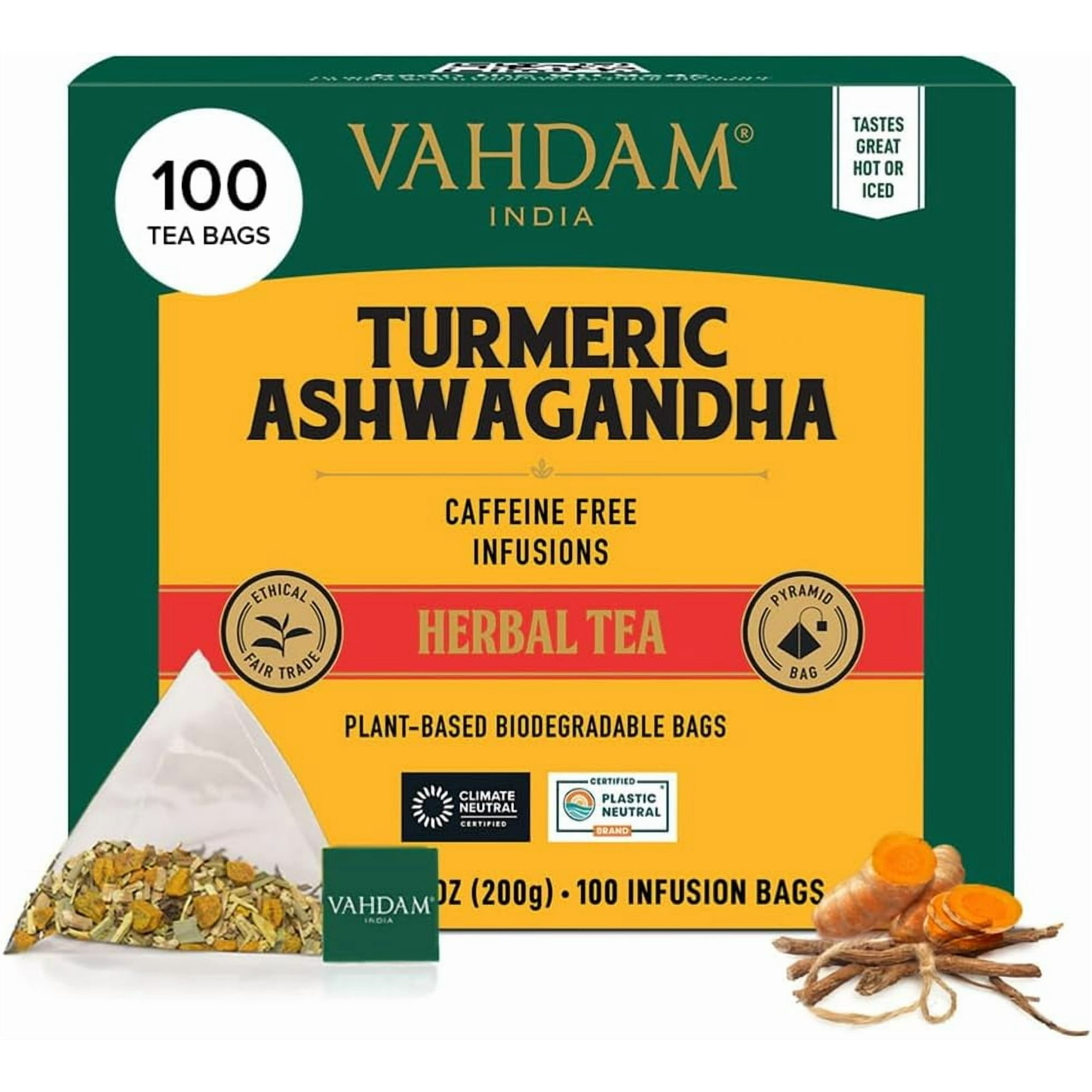 Click here for Vahdam  Turmeric Ashwagandha Herbal Tea Bags (100... prices
