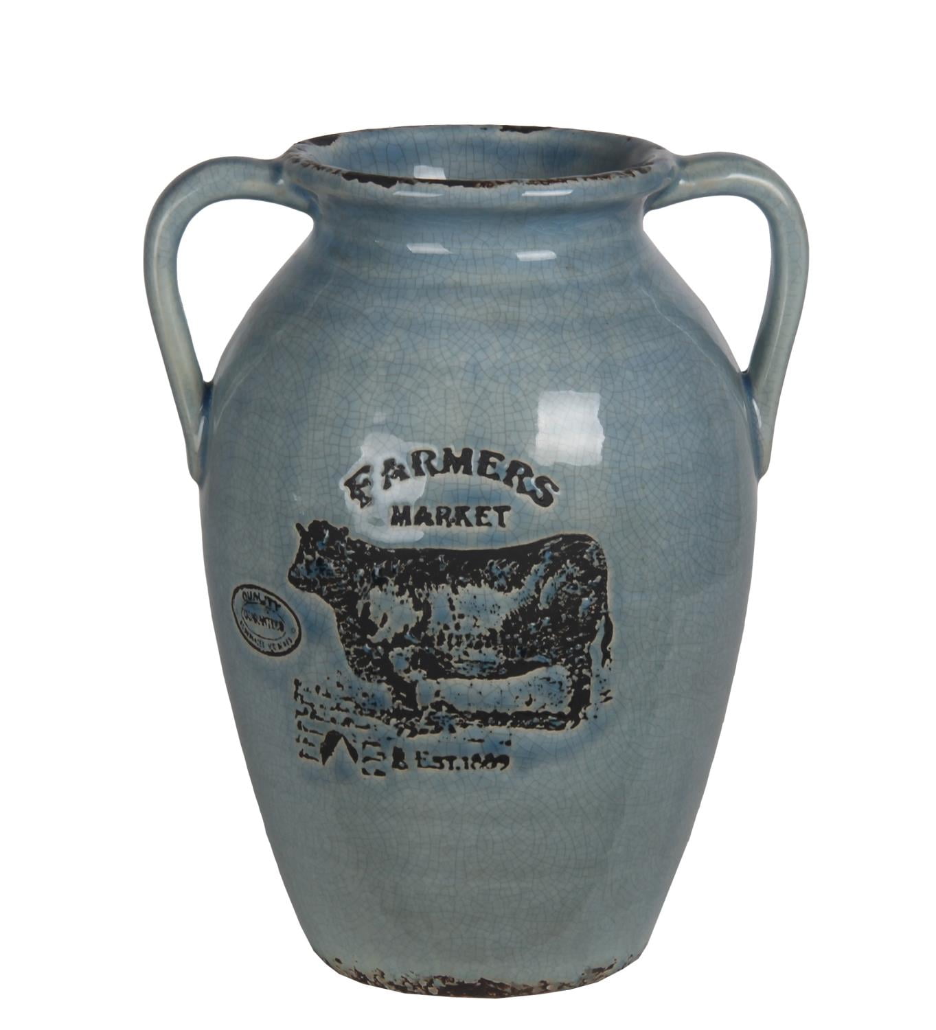 Privilege Transitional Ceramic vase With Blue Finish 78185 - Walmart.com