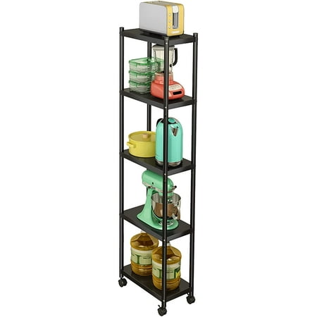 Black Narrow Racks for Kitchen Storage, Heavy Duty Metal Slim Rolling ...