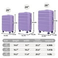 3-Piece Solid Color ABS Luggage Set 20/24/28in, Lock Silent Spinner ...